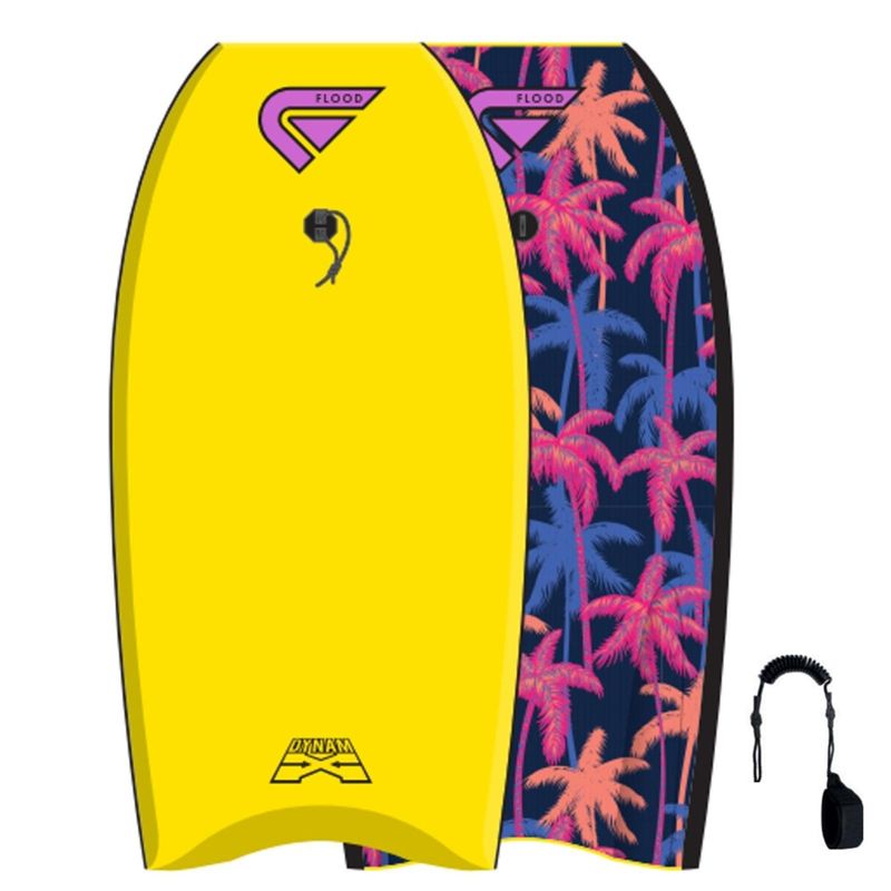 FLOOD Bodyboard Dynamx Stringer 41 Yellow Palm II - Surfshop.no